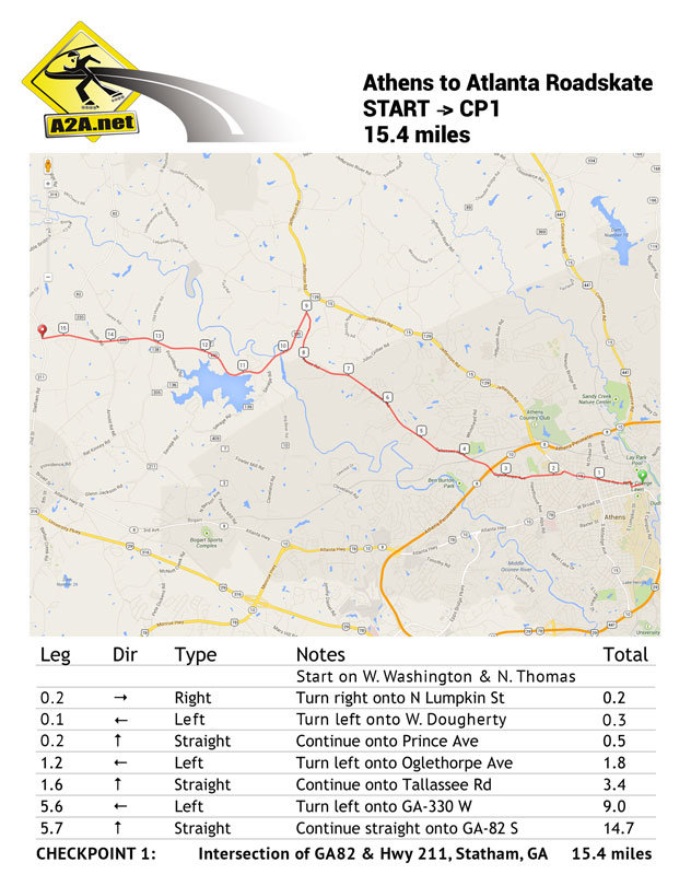 Athens-to-Atlanta Road Skate 2015 Maps